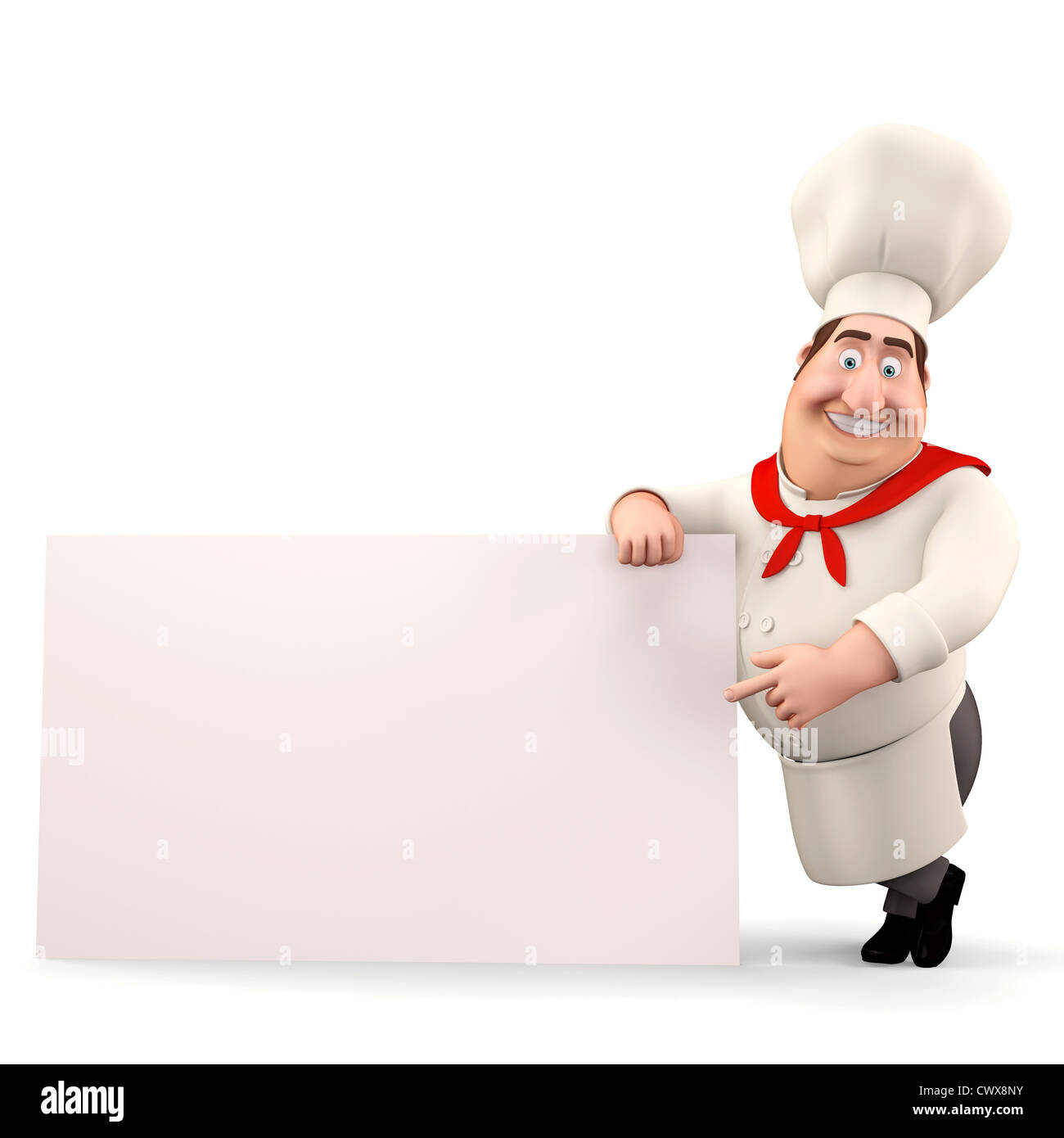 chef pointing towards sign Stock Photo - Alamy