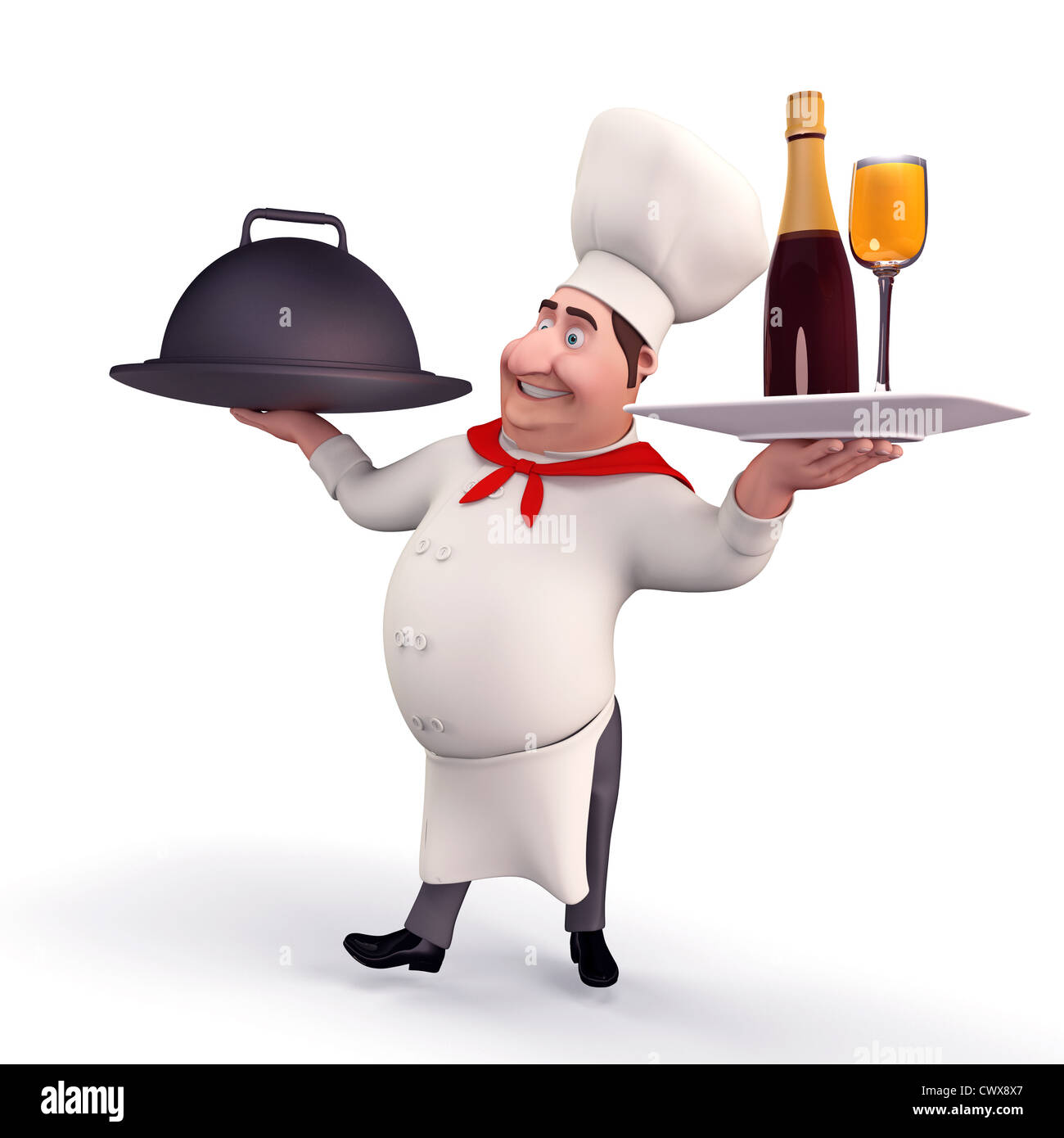 chef with frying pan and beer bottle Stock Photo - Alamy