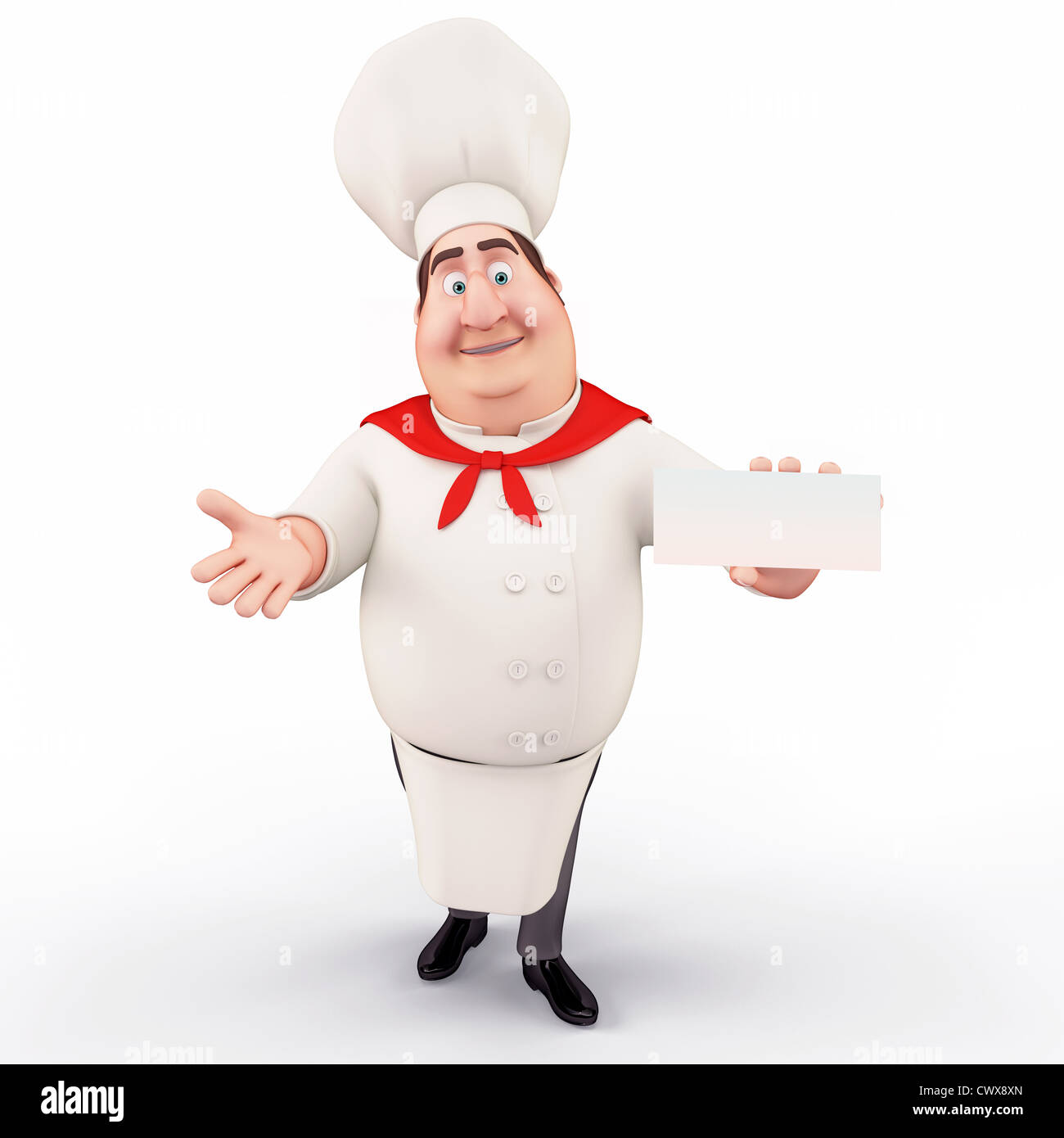 happy chef with small sign Stock Photo - Alamy