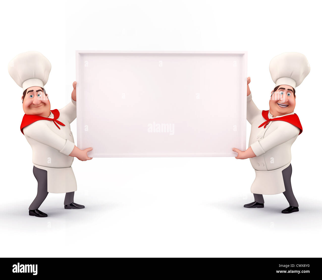 Happy chef holding sign Stock Photo - Alamy