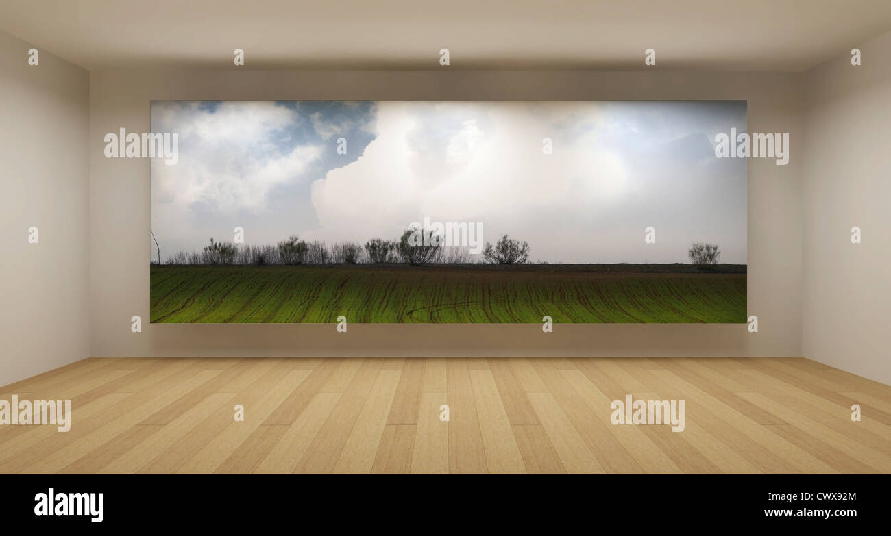 Empty room with nature picture, 3d art concept, clean space Stock Photo ...