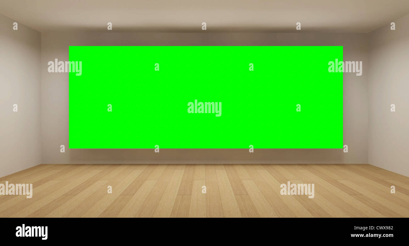 Empty room with green chroma key backdrop, 3d art concept, clean space ...