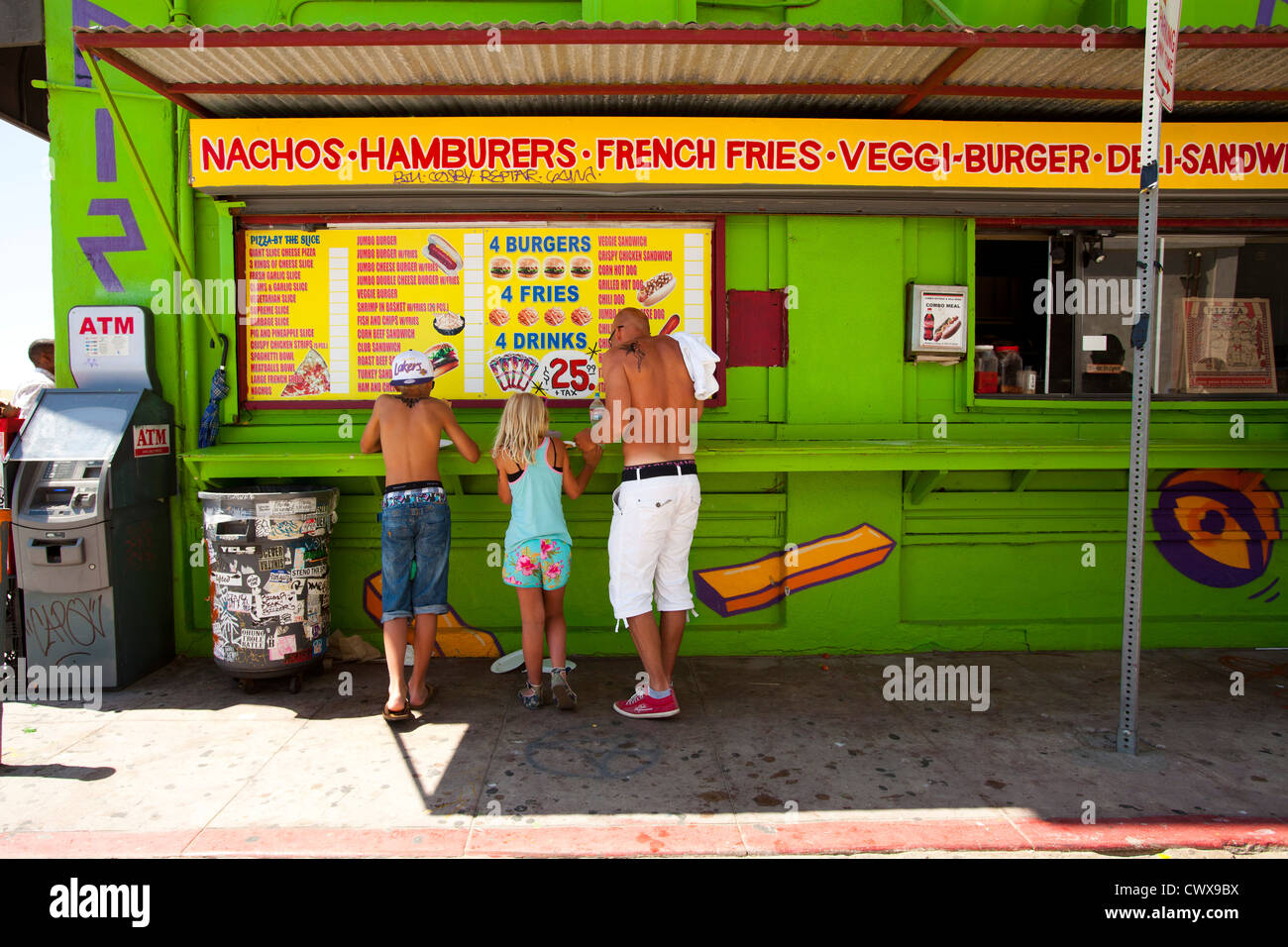 Family at a Snack Stand, Venice Beach, Los Angeles County, California ...