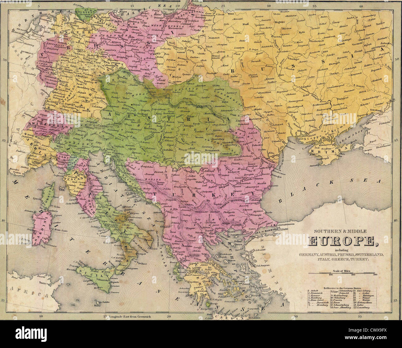Antique map of Eastern Europe from the out of print 1841 Goodrich atlas ...