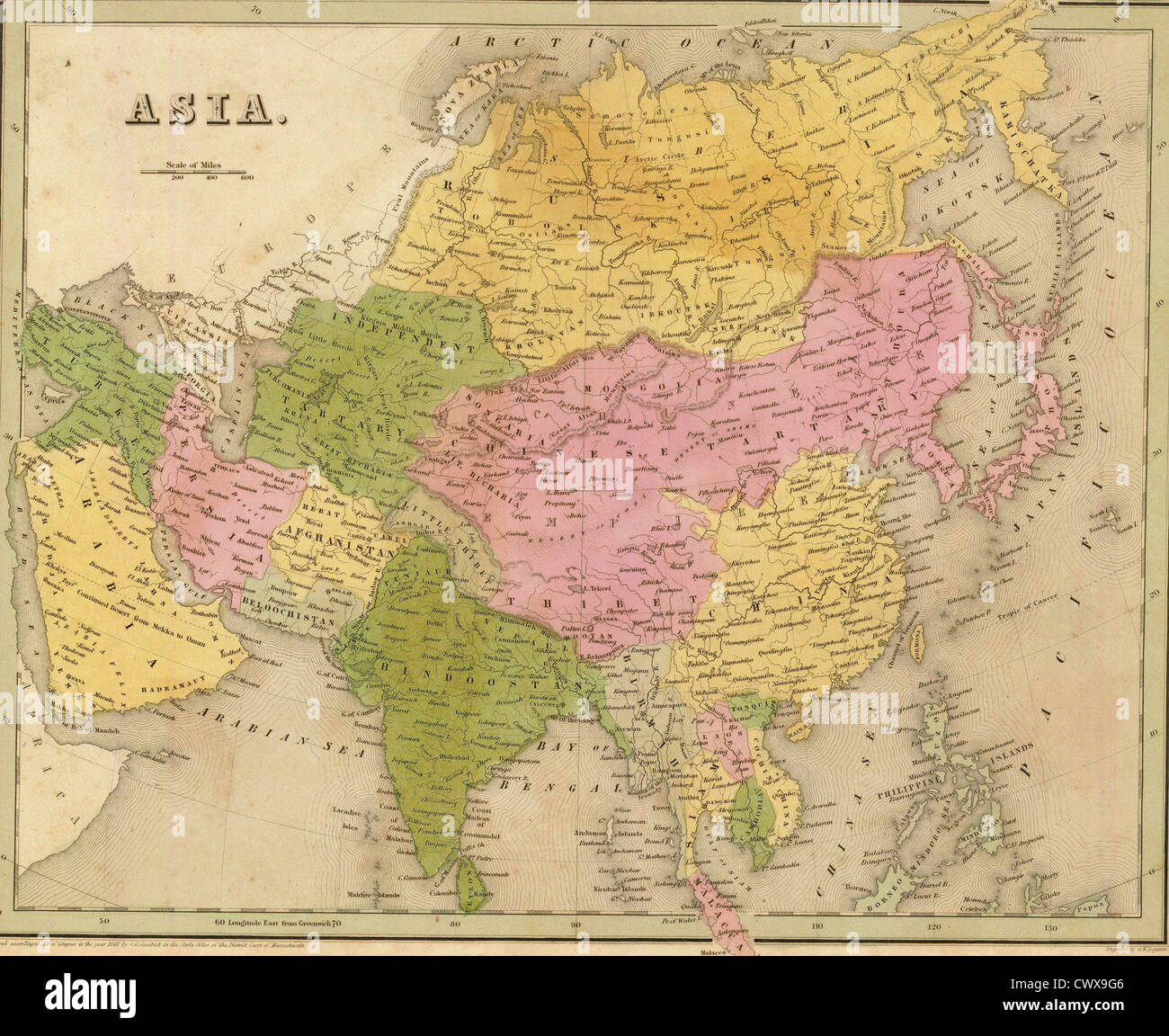 Antique map of Asia from the out of print 1841 Goodrich atlas Stock ...
