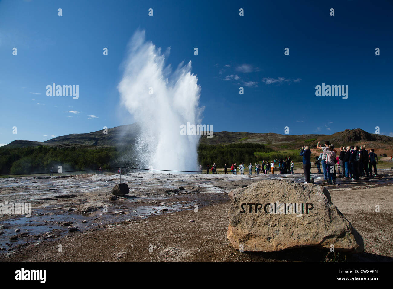 Strokkur Geyser erupting, Iceland Stock Photo - Alamy