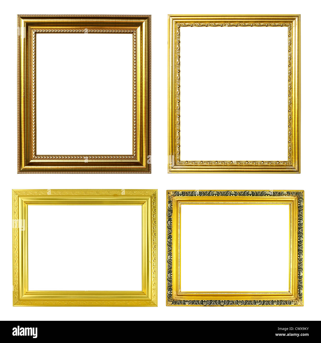 4 golden frame on white background Stock Photo - Alamy