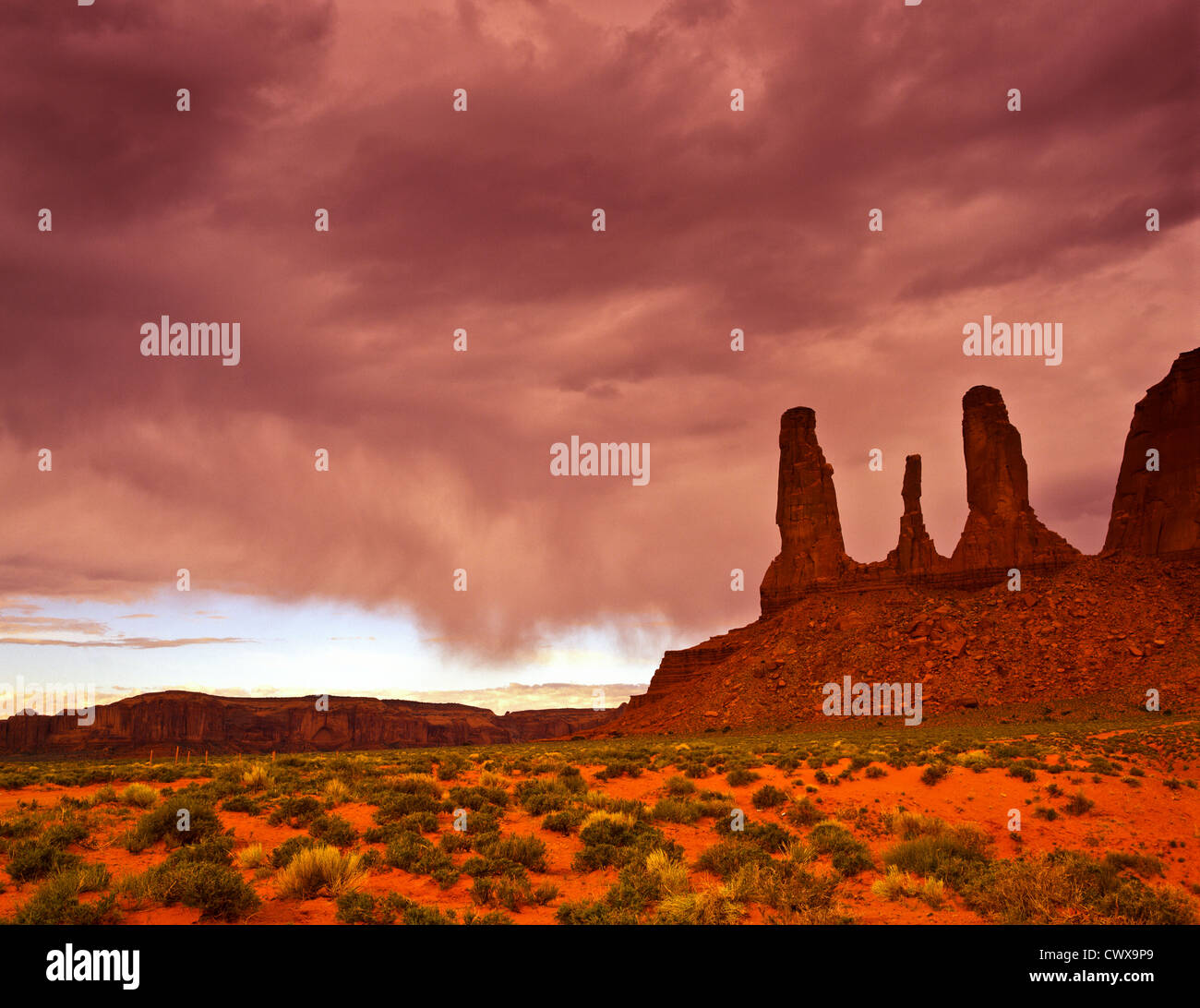 The Three Sisters Formation in Monument Valley, Arizona Stock Photo - Alamy