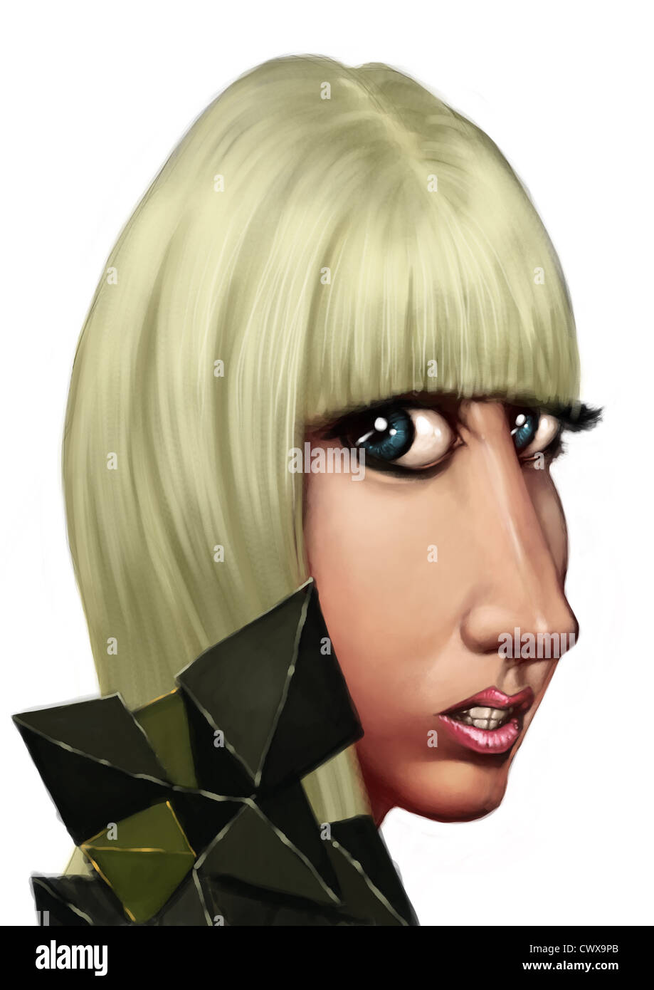 Caricature from singer Lady Gaga, digital painted image Stock Photo - Alamy