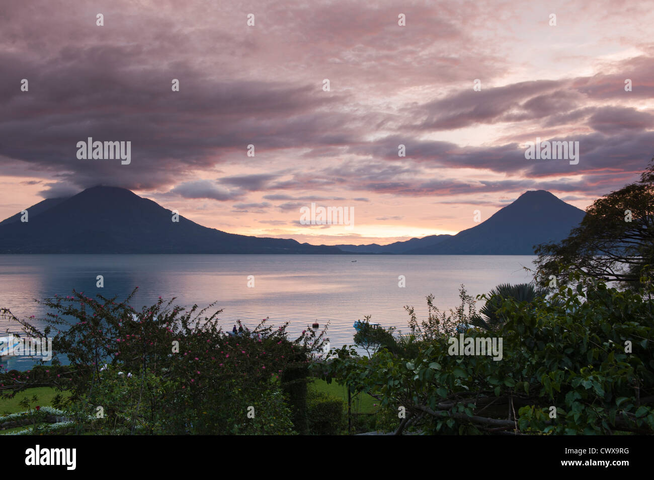 Toliman volcano and Lago de Atitlan, Lake Atitlan, from Hotel Atitlan ...