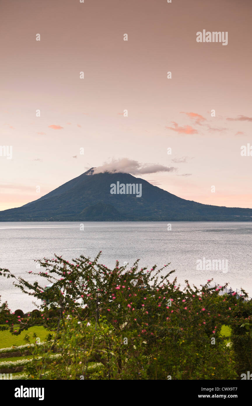 Toliman volcano and Lago de Atitlan, Lake Atitlan, from Hotel Atitlan ...