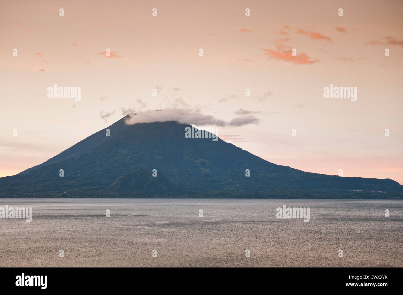 Toliman volcano and Lago de Atitlan, Lake Atitlan, from Hotel Atitlan ...