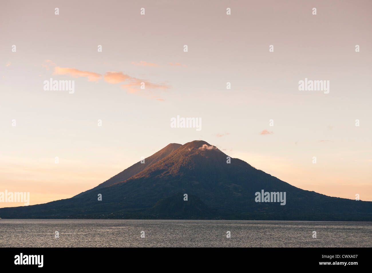 Toliman volcano and Lago de Atitlan, Lake Atitlan, from Hotel Atitlan ...