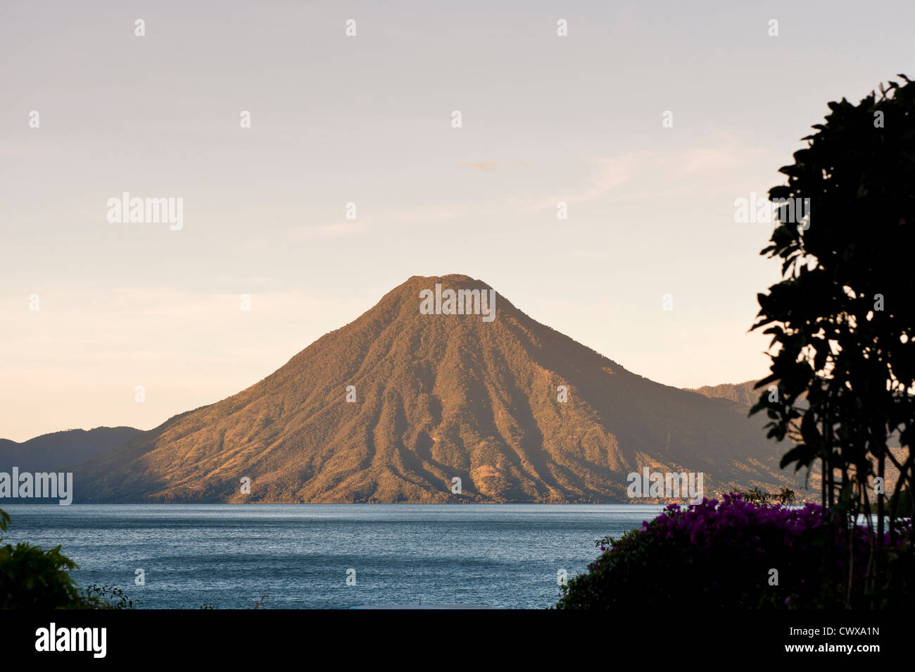 Toliman volcano and Lago de Atitlan, Lake Atitlan, from Hotel Atitlan ...