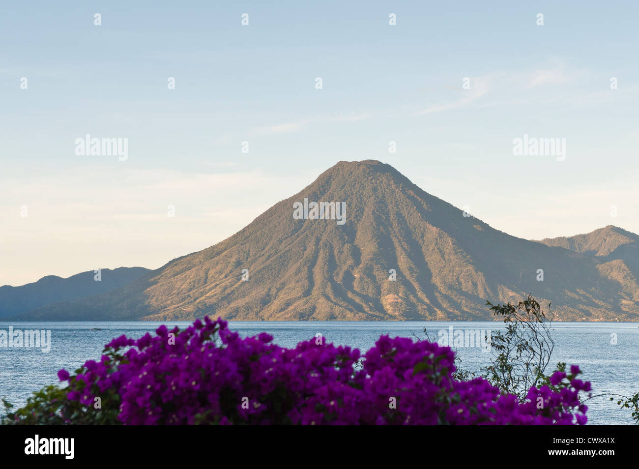 Toliman volcano and Lago de Atitlan, Lake Atitlan, from Hotel Atitlan ...
