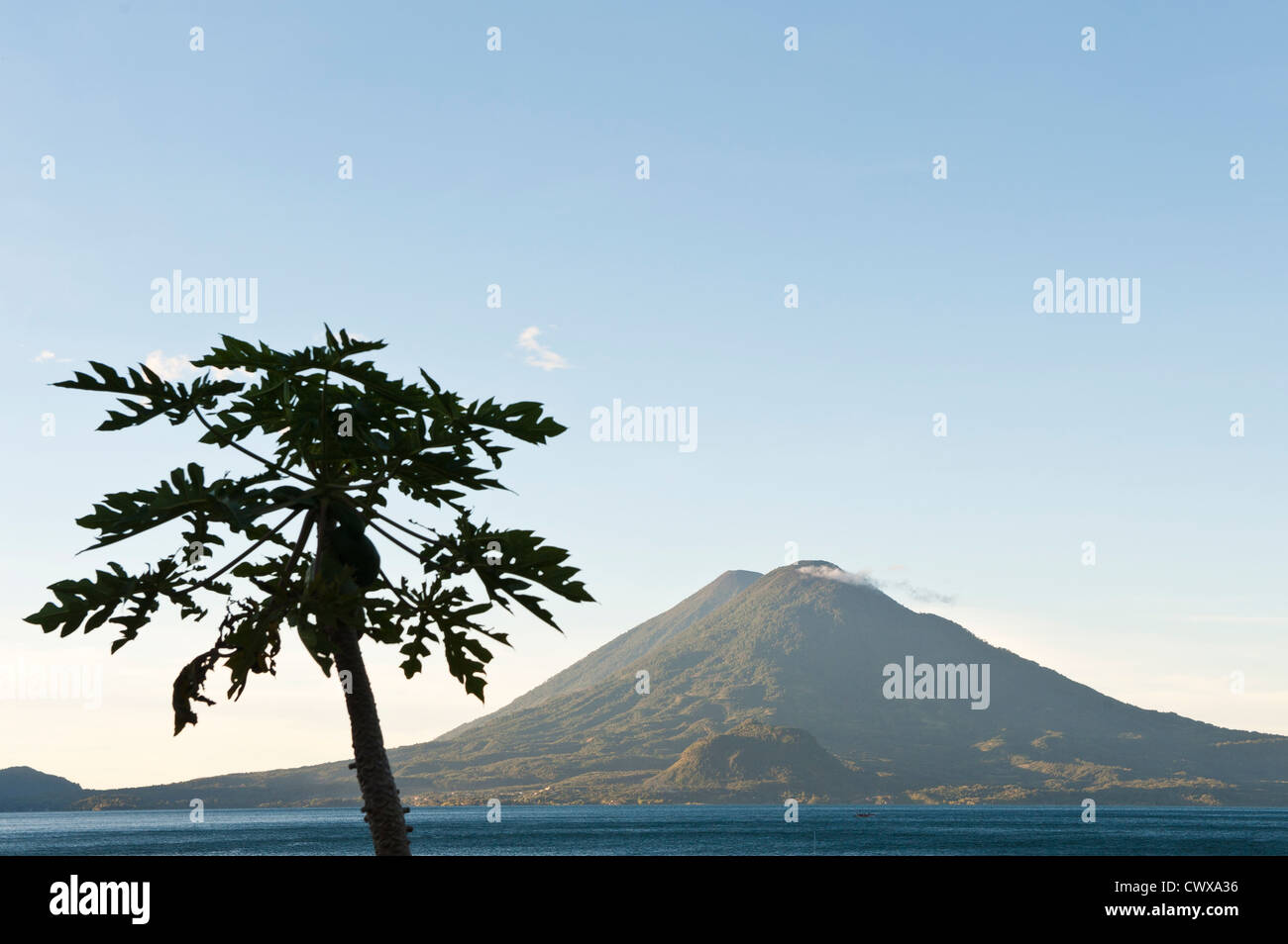 Toliman volcano and Lago de Atitlan, Lake Atitlan, from Hotel Atitlan ...