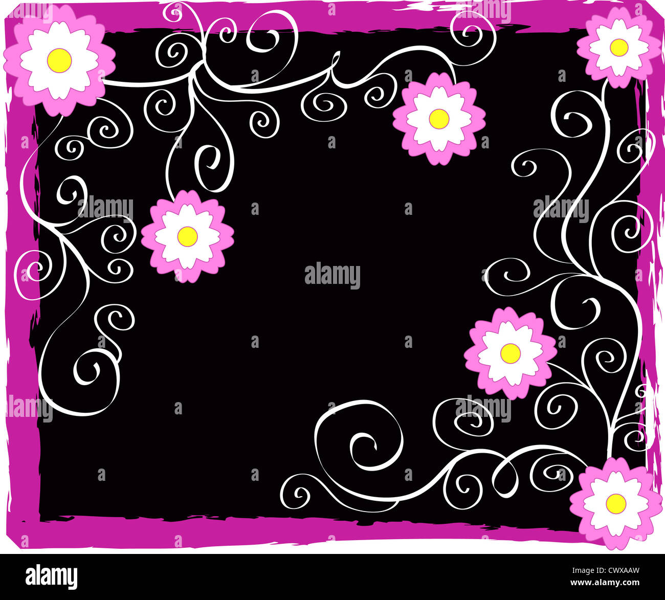 Flowers border black hi-res stock photography and images - Alamy