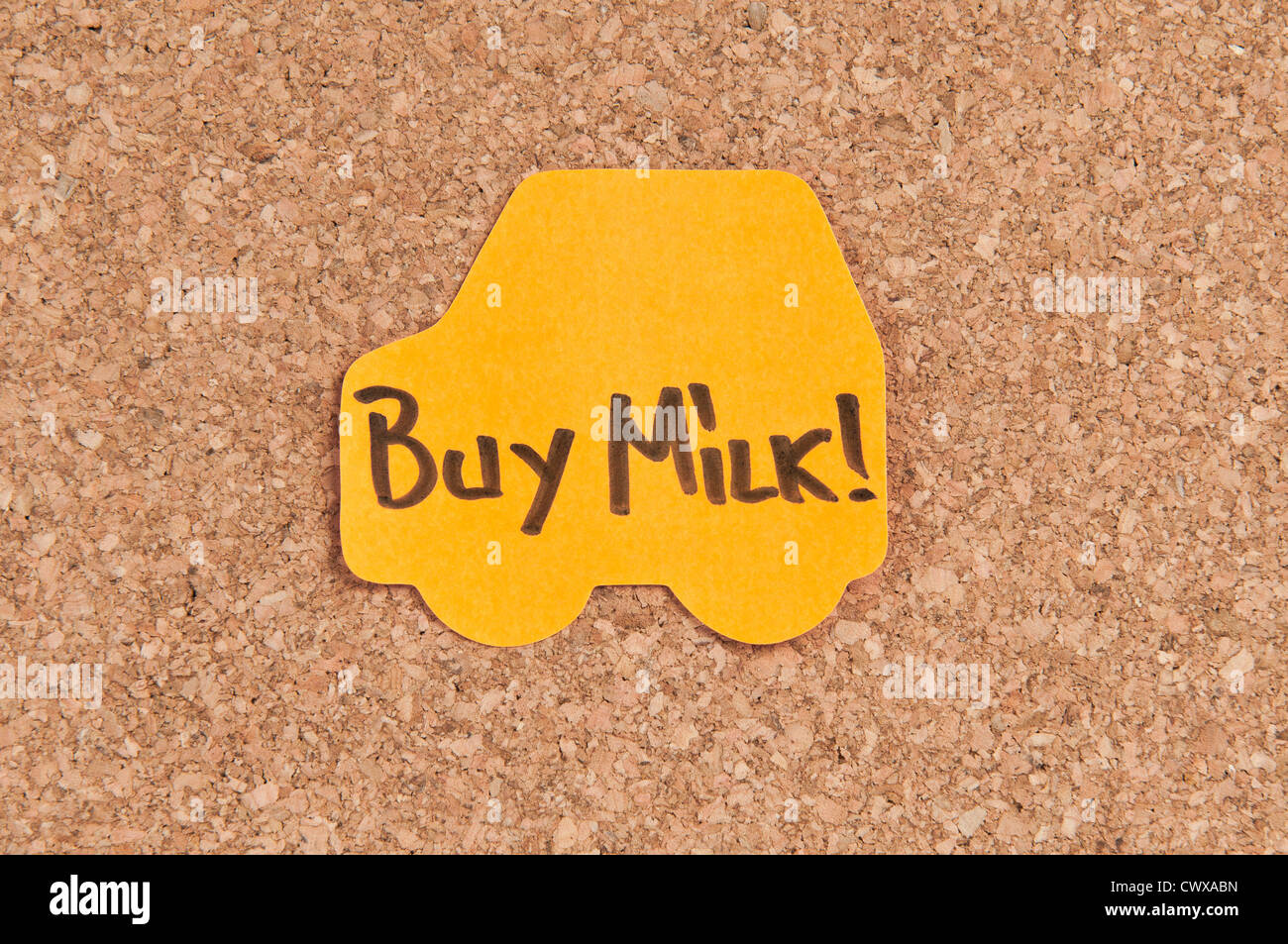 Buy Milk, written on a sticky note Stock Photo - Alamy