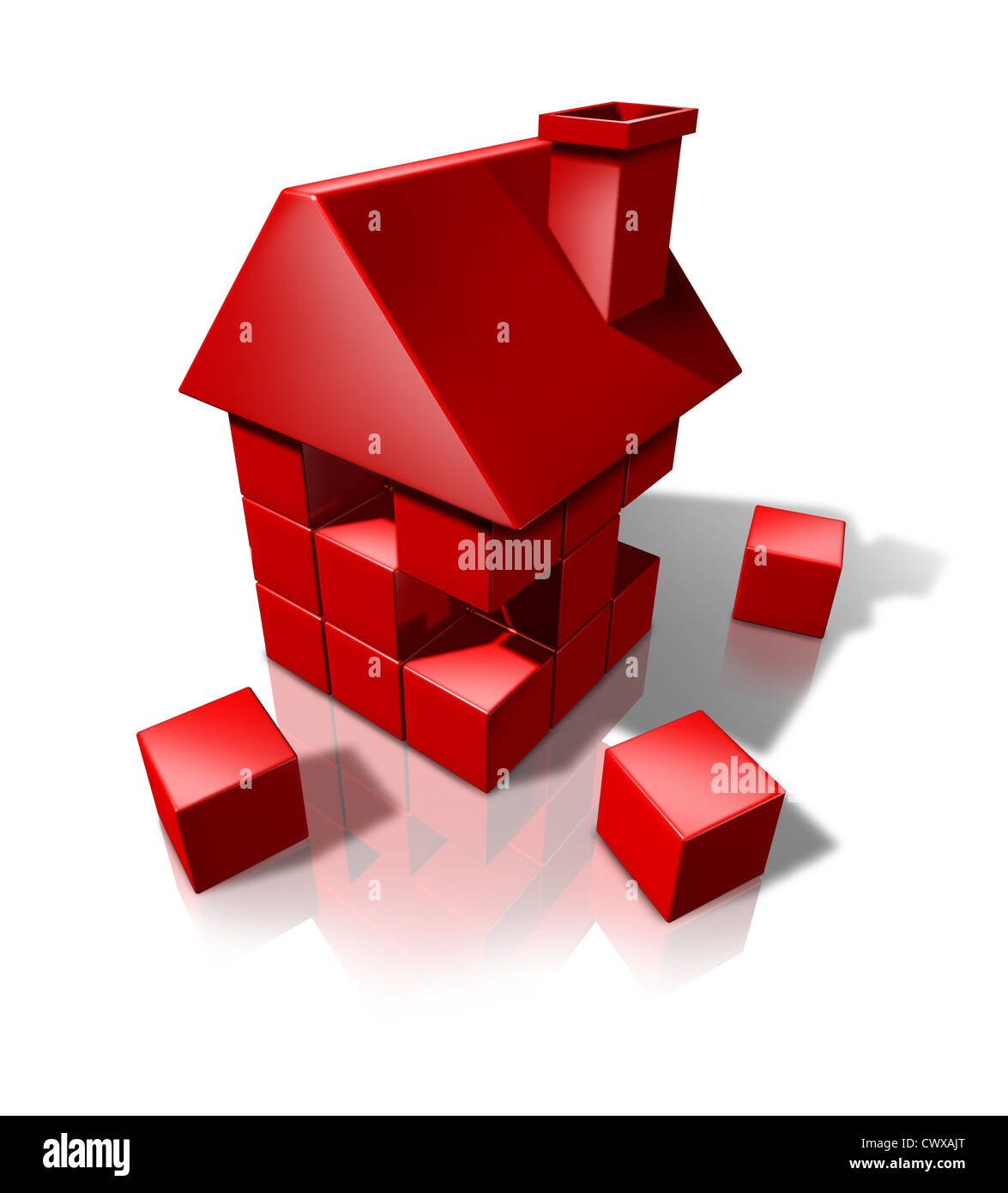 Housing construction And Real Estate industry builders with red cube ...