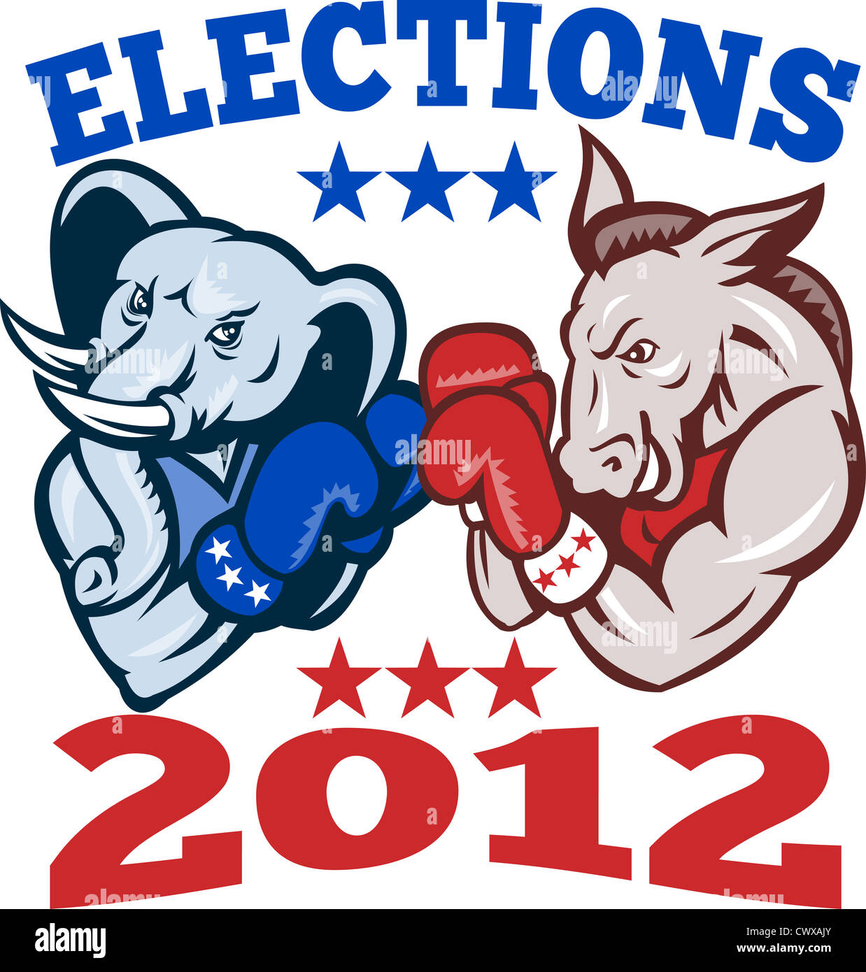 Illustration of a democrat donkey mascot of the democratic grand old ...