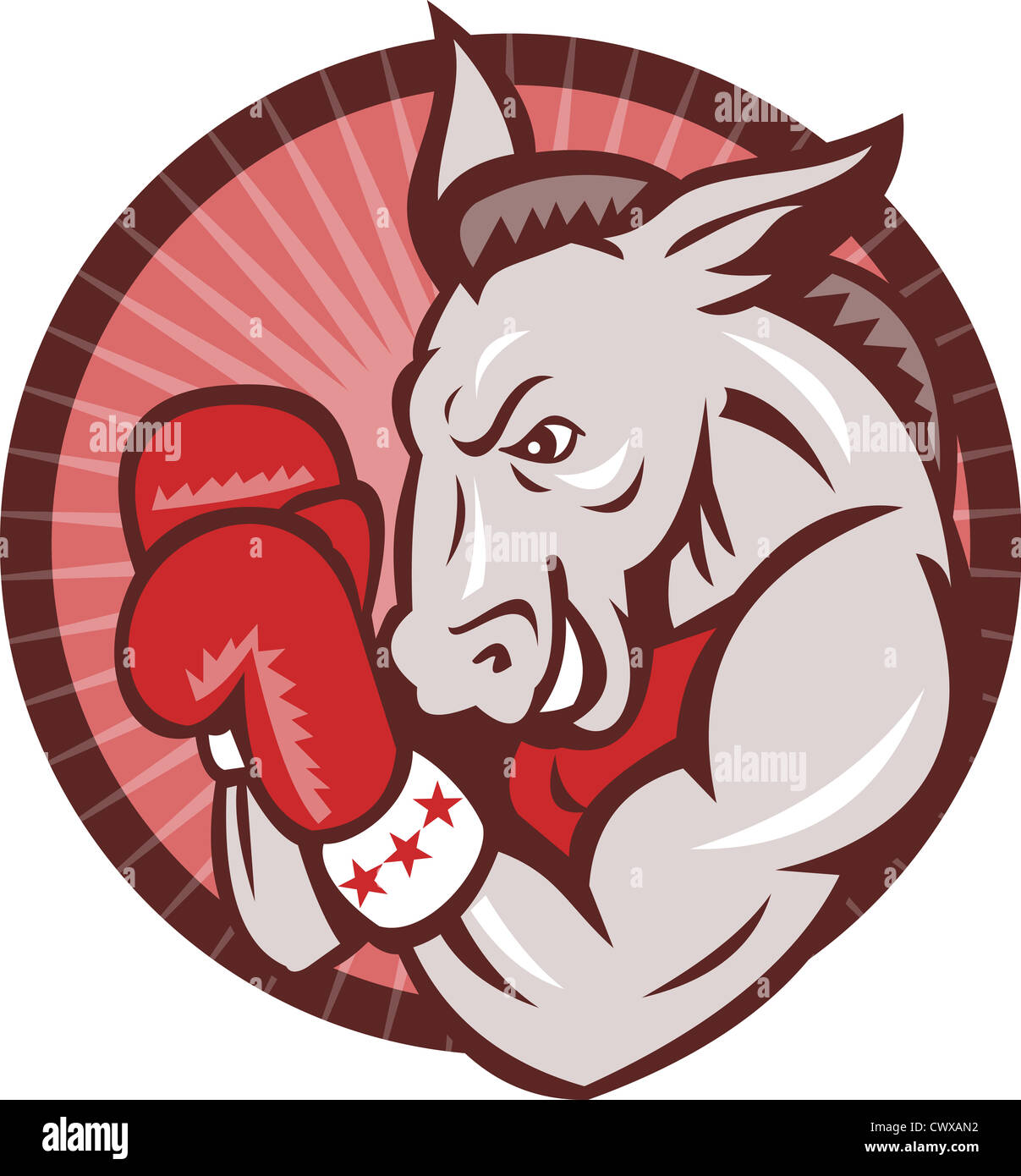 Illustration of a democrat donkey mascot boxer boxing with gloves set ...