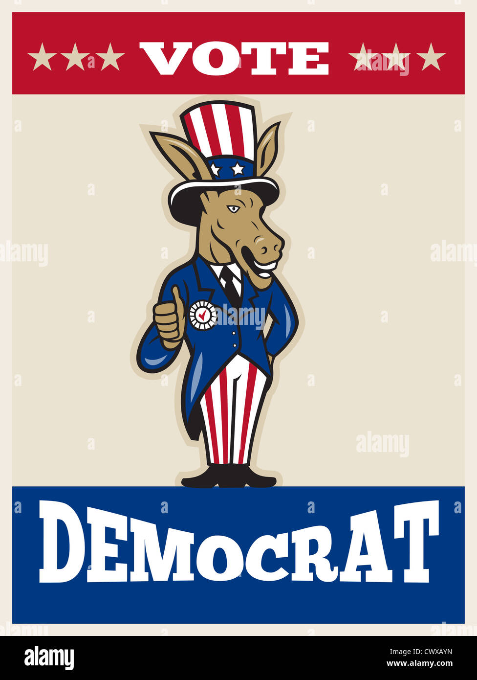 Illustration of a democrat donkey mascot of the democratic grand old ...