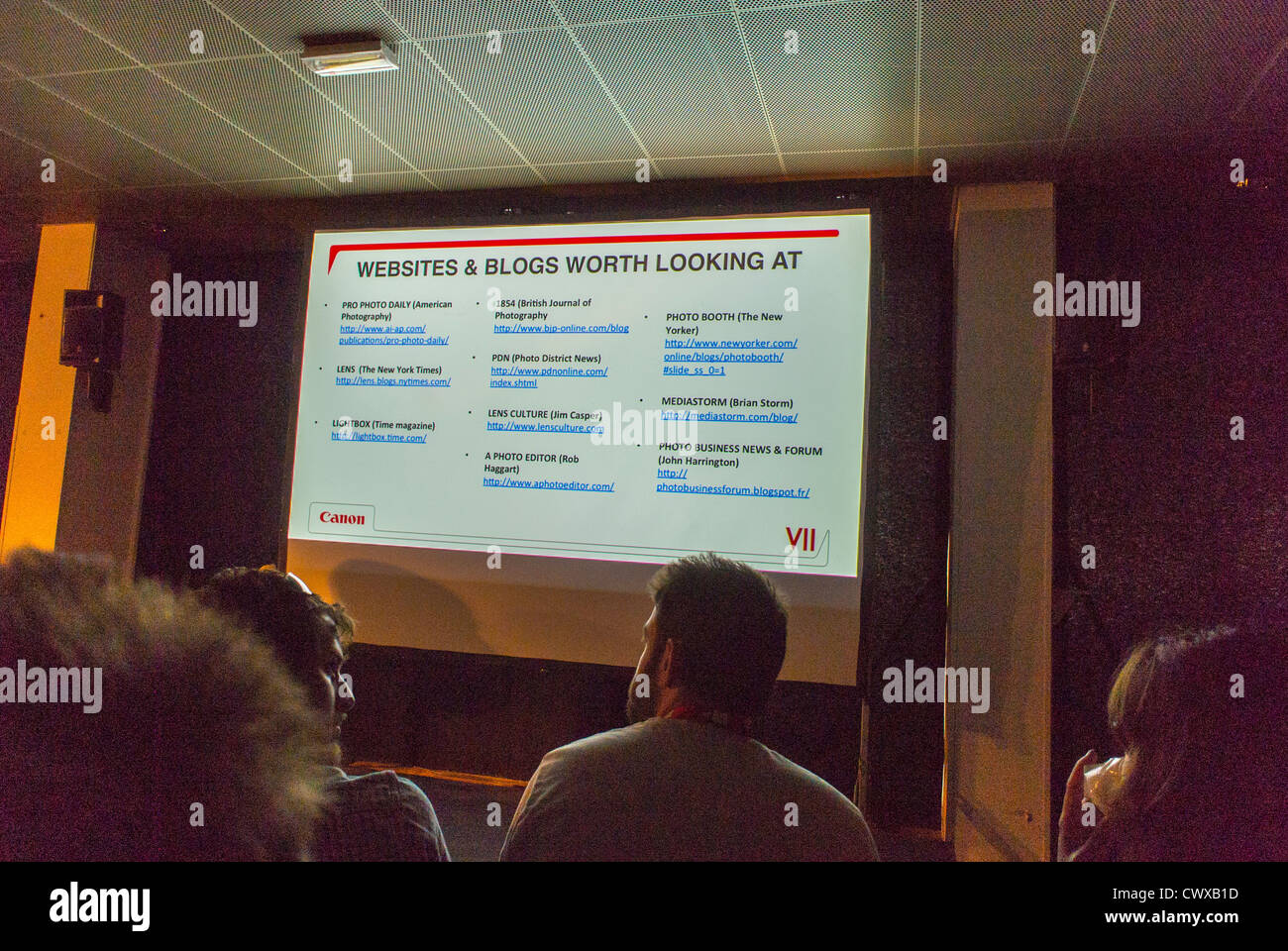 Perpignan, France, Group People Watching Slide Presentation Meeting ...