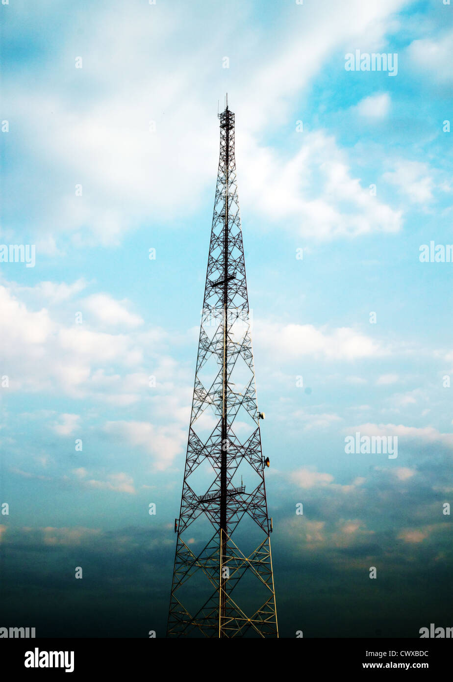 telecom tower and blue sky Stock Photo - Alamy