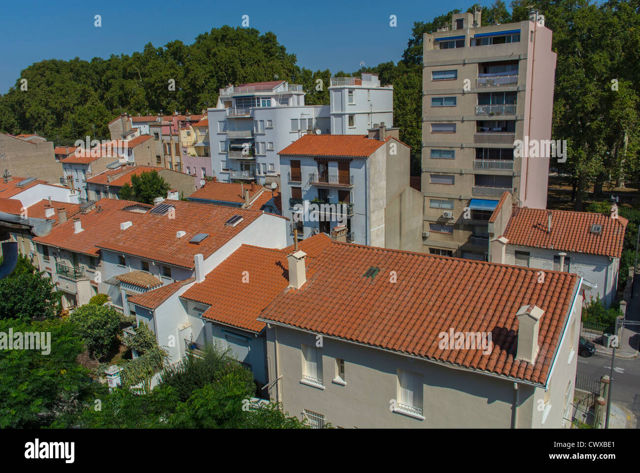 Perpignan, France, Overview, Cityscape, Buildings, Center of Old Town ...