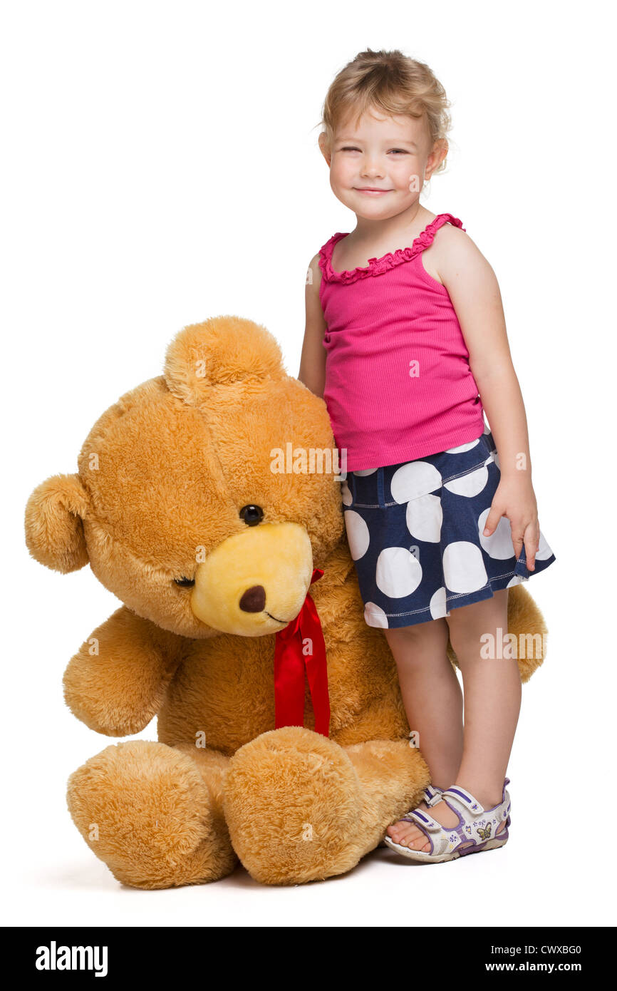 Little girl big teddy bear Cut Out Stock Images & Pictures - Alamy