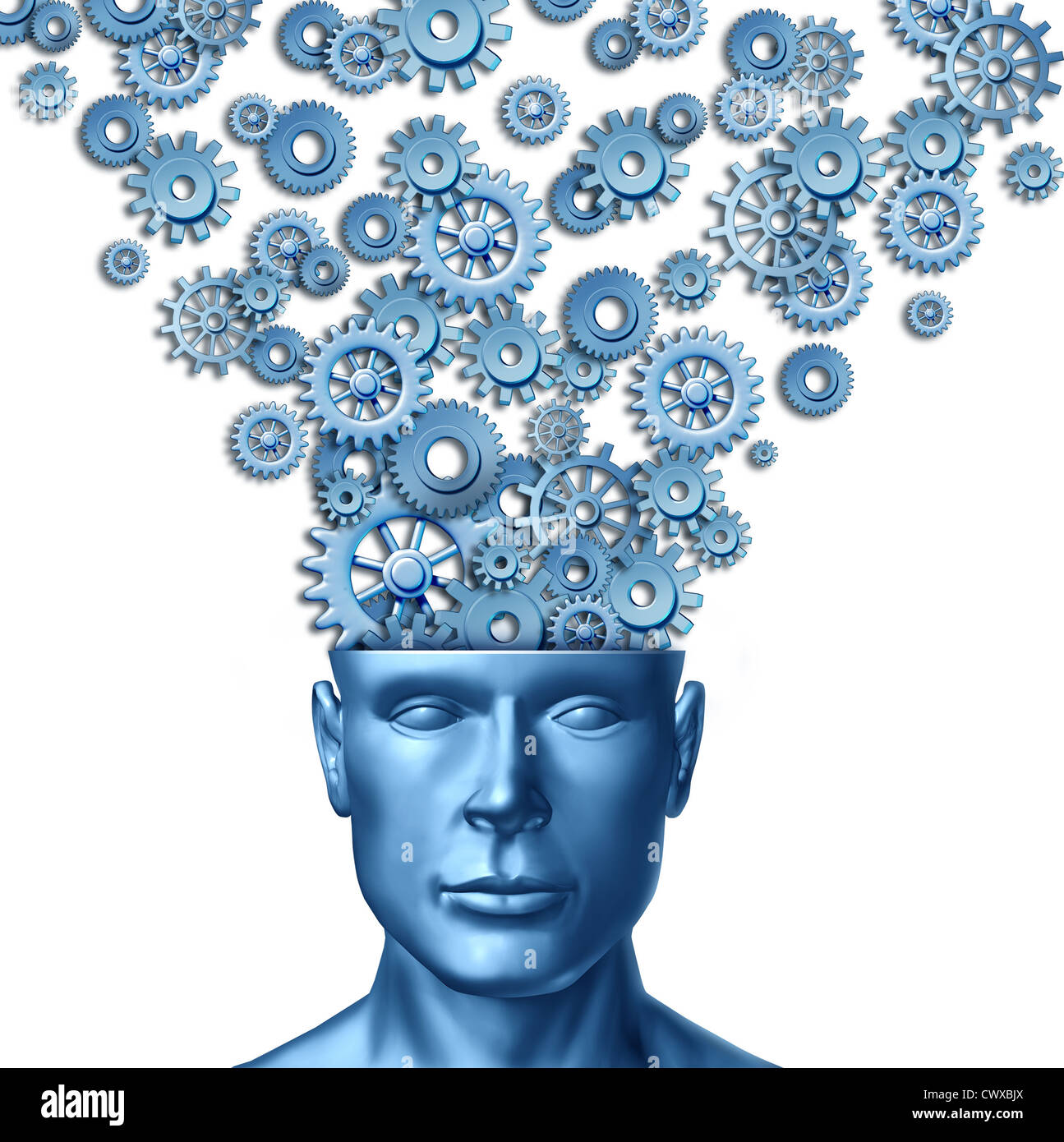 Creative human and the intelligent brain with a front facing human head ...