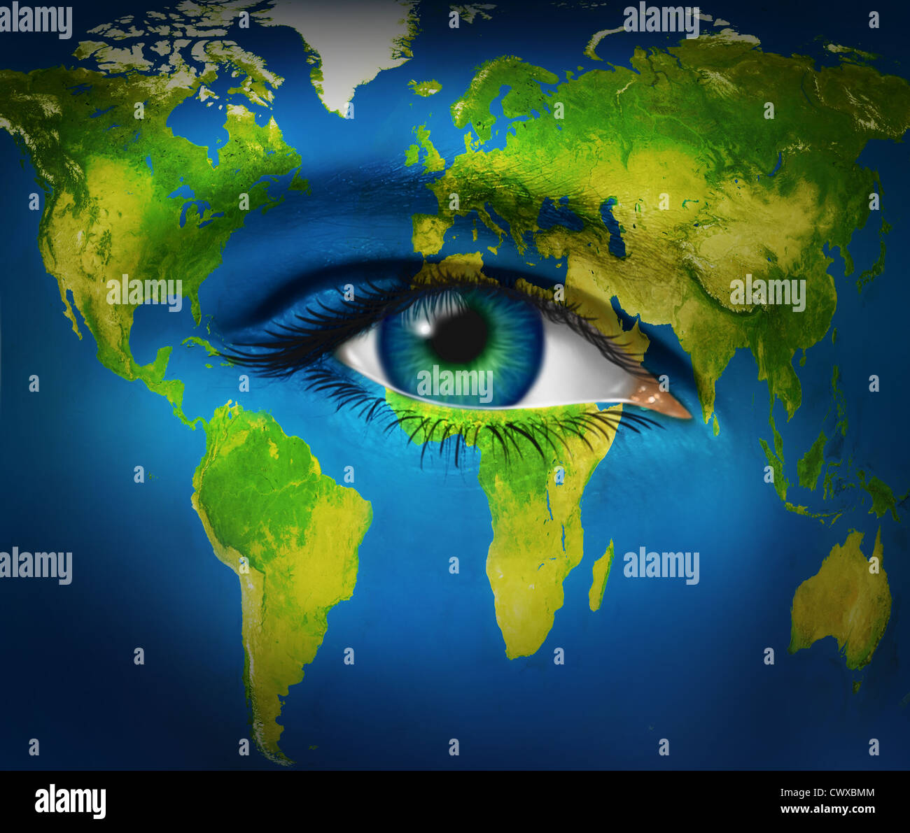 Human eye earth planet as world vision for the future and global ...