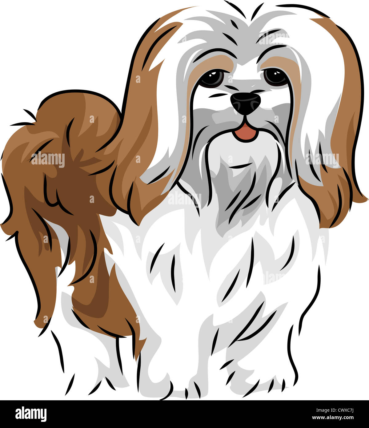 Illustration Featuring a Cute and Playful Lhasa Apso Stock Photo - Alamy