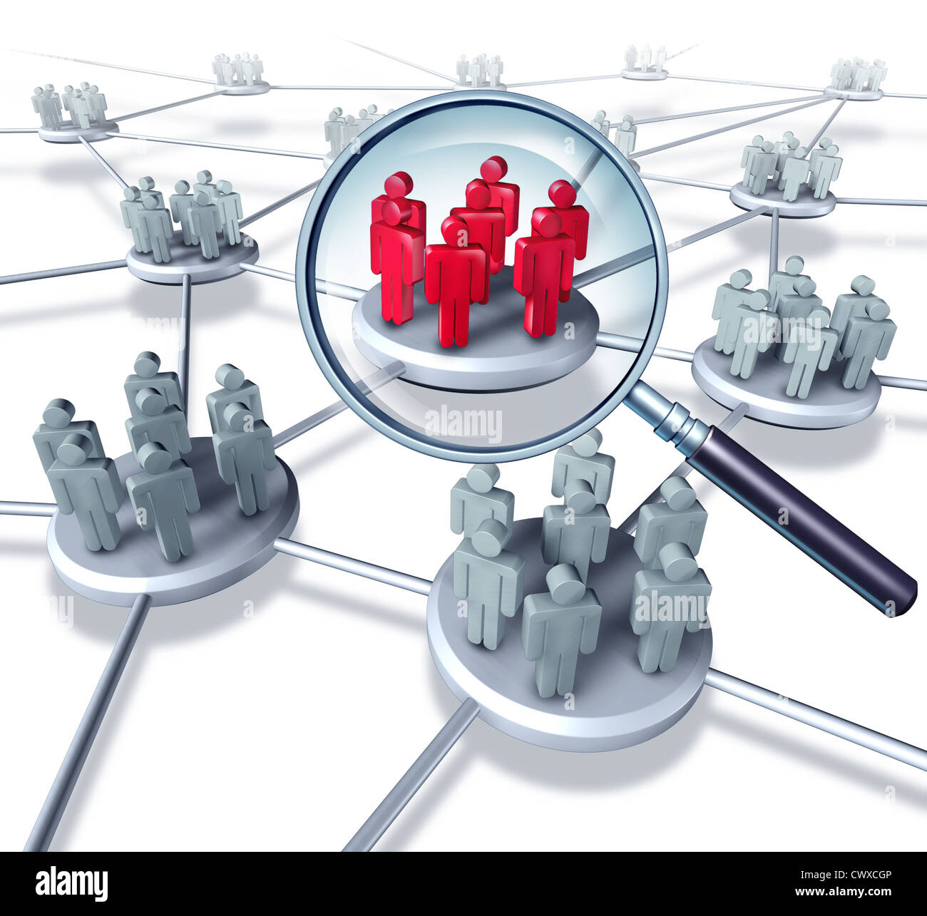 Team Success communication network with the best selected group in red ...