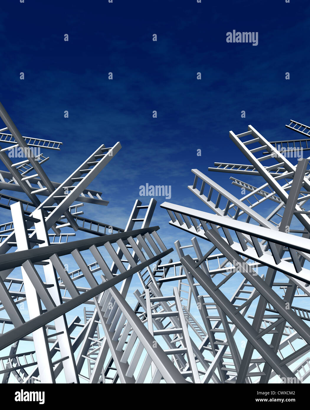 Lost and confused with many ladders in different disoriented directions ...