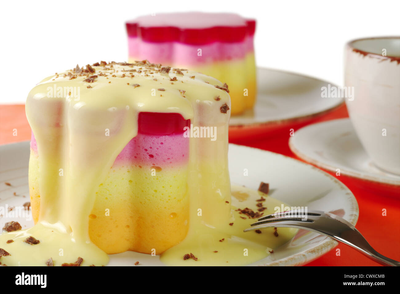 Peruvian colorful small cakes called Torta Helada in the shape of a ...