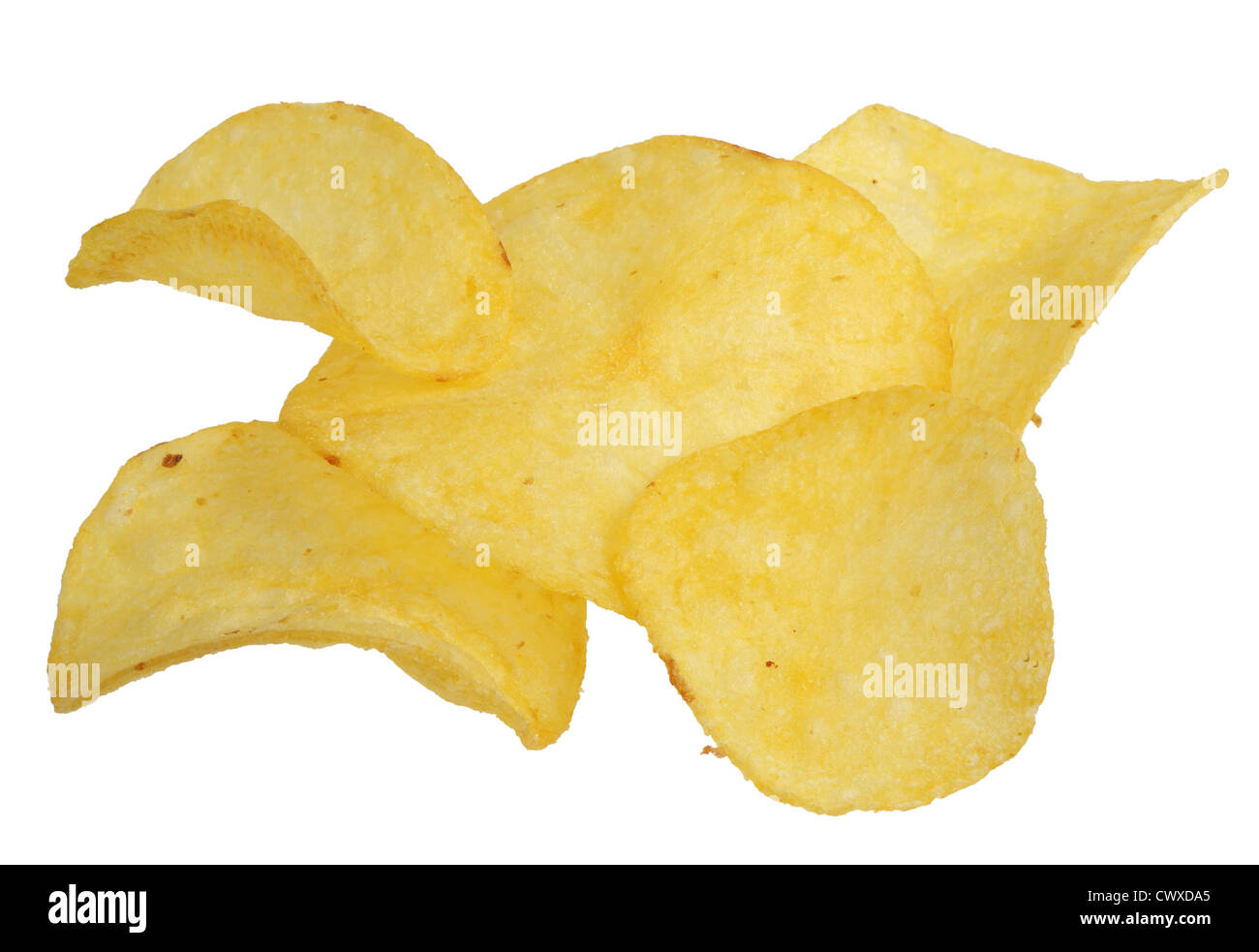 A few slices of potato chips on a white background, isolated Stock ...