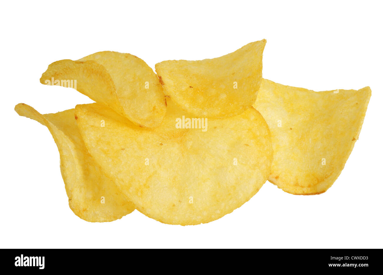 A few slices of potato chips on a white background, isolated Stock ...