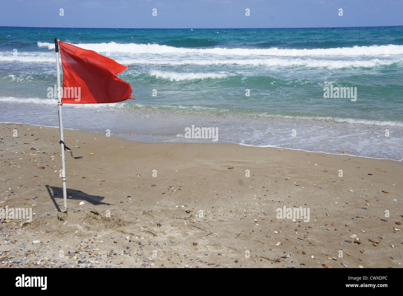 No swimming flag on beach Stock Photo - Alamy