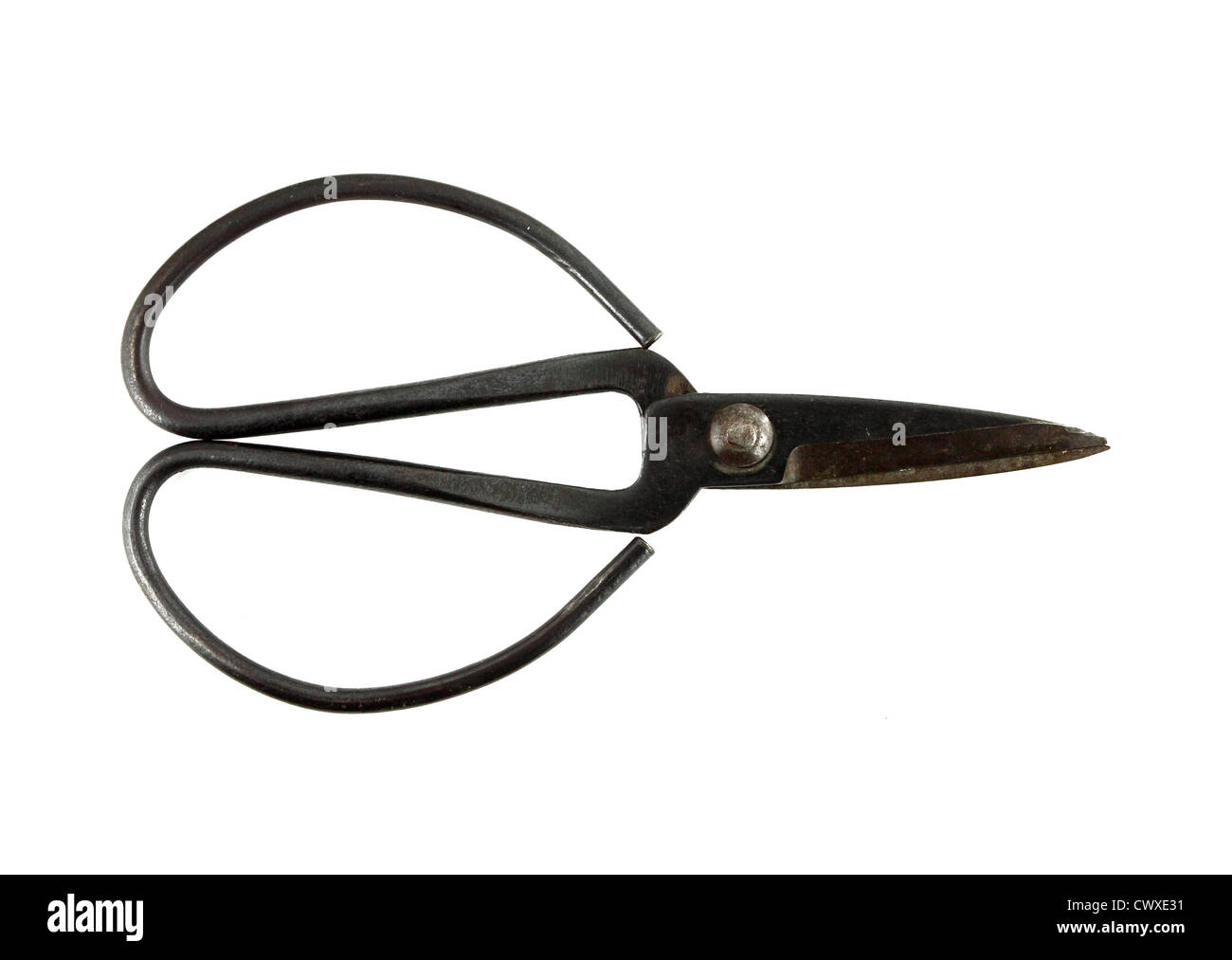 Old scissors on white background Stock Photo - Alamy