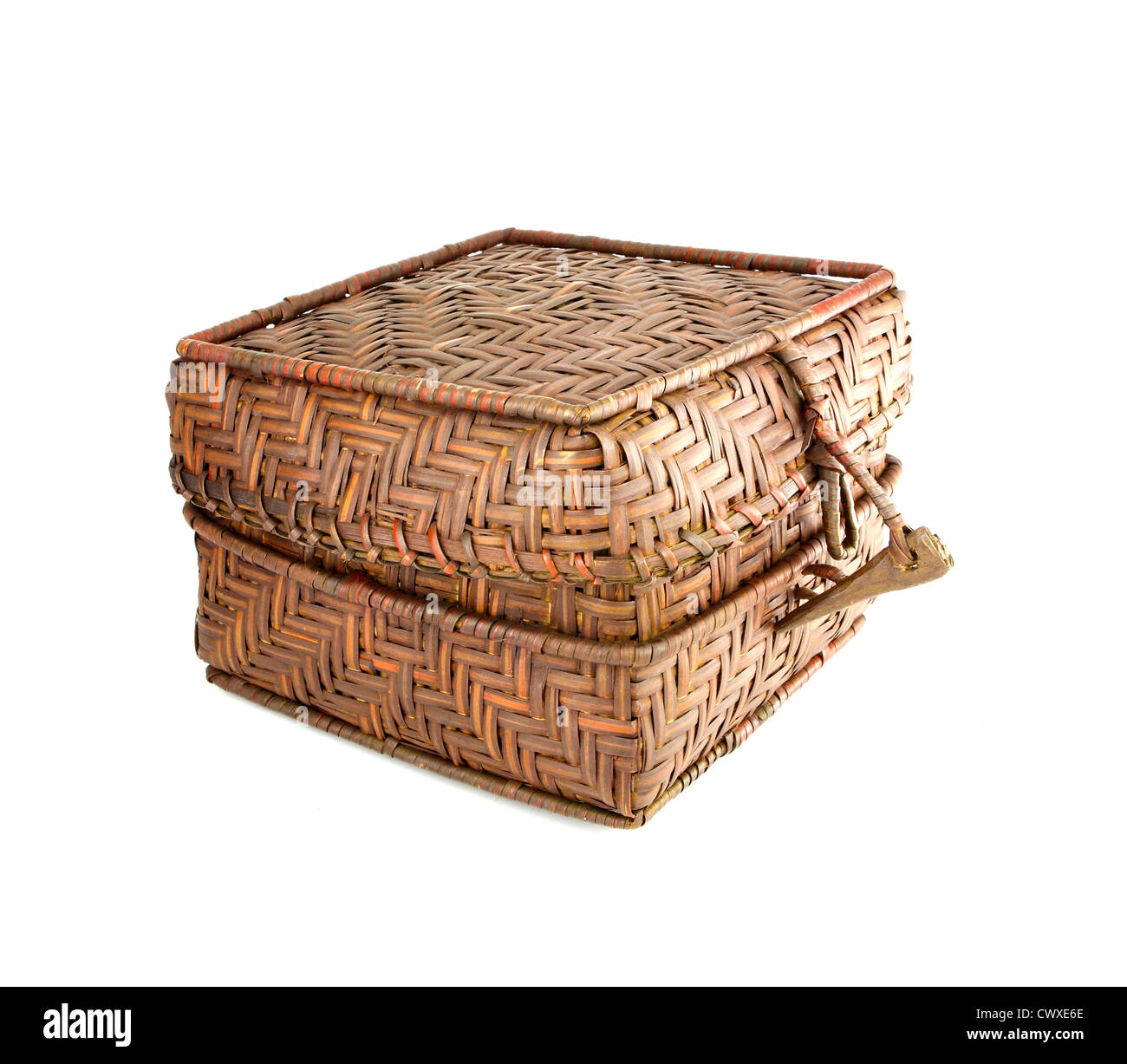 Wicker Box on white background Stock Photo - Alamy
