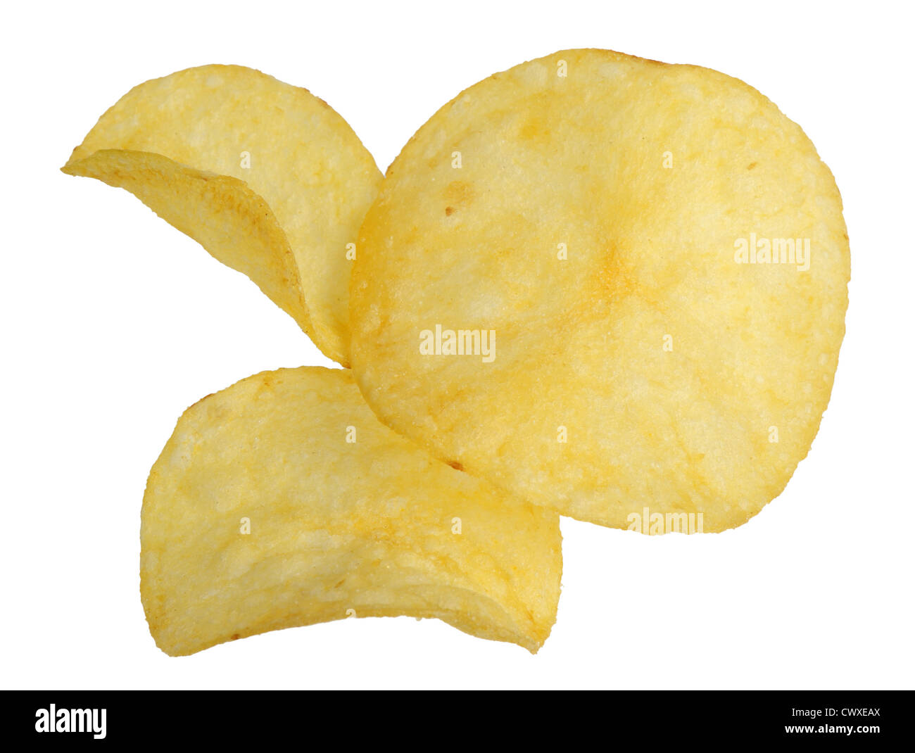 A few slices of potato chips on a white background, isolated Stock ...