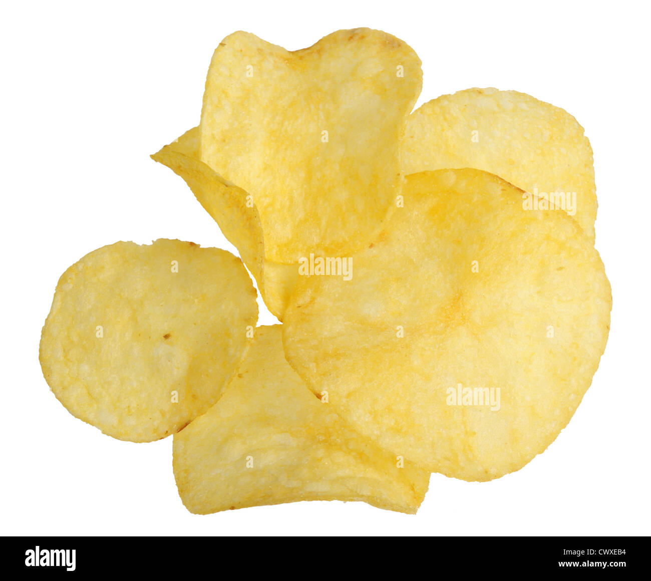 A few slices of potato chips on a white background, isolated Stock ...