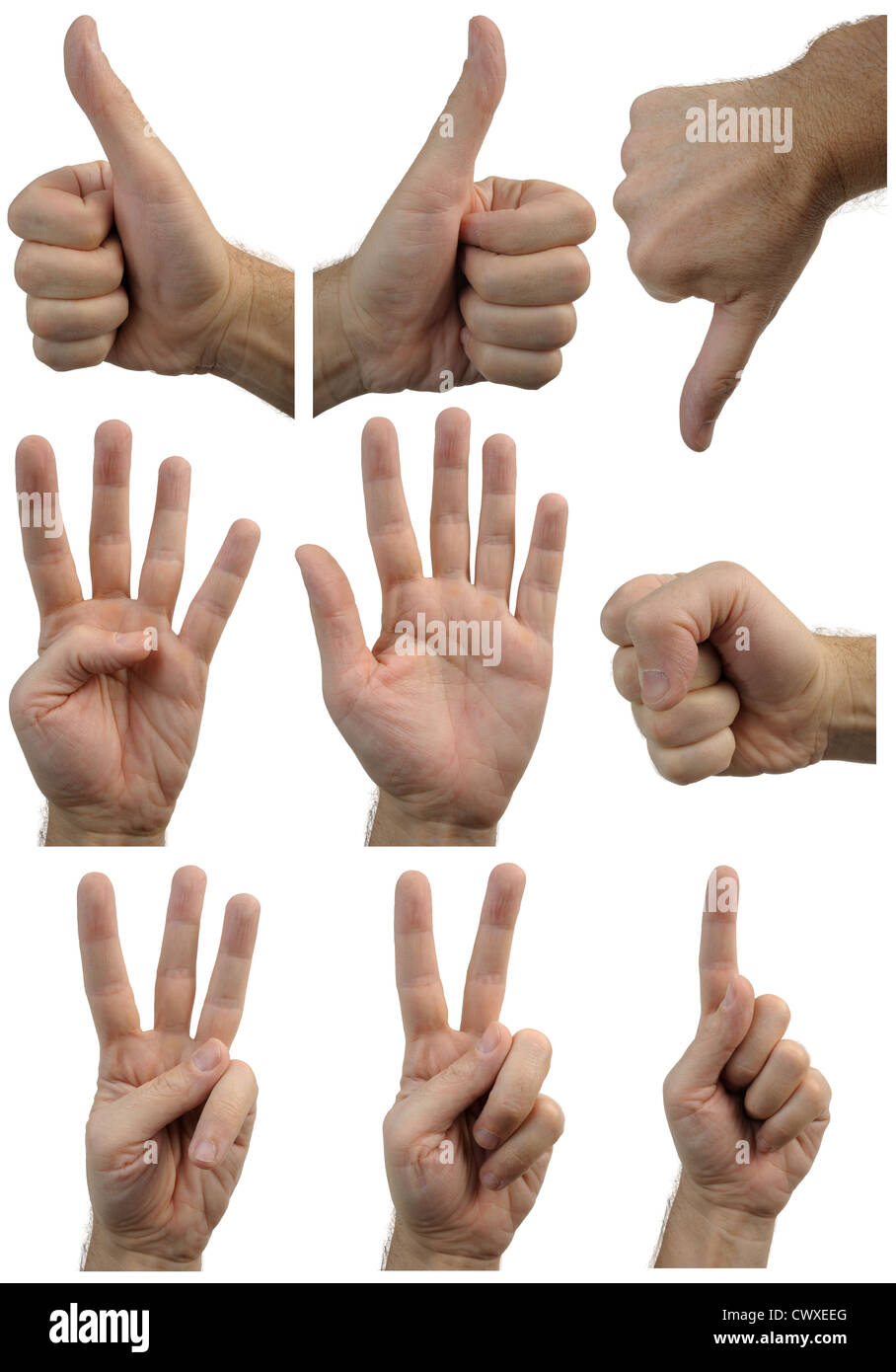 Different gestures that can be shown with the fingers Stock Photo - Alamy