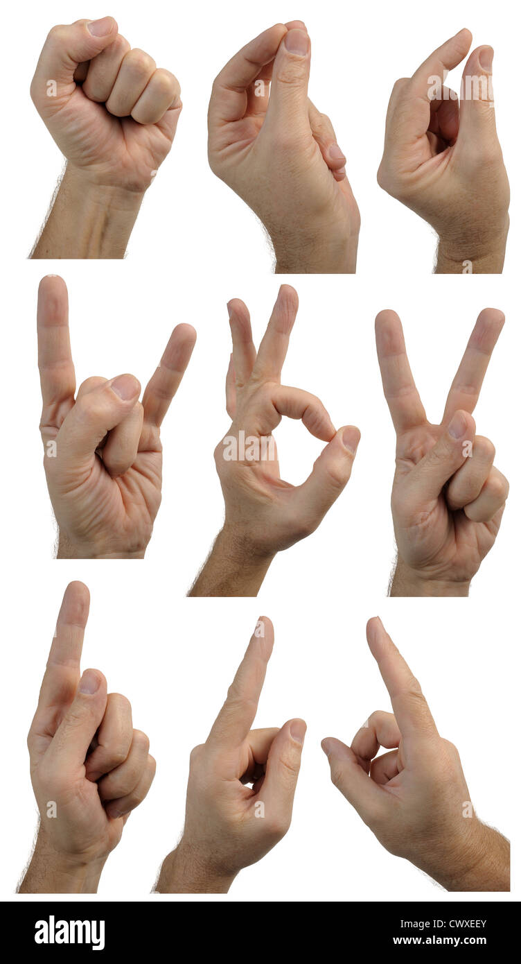 Different gestures that can be shown with the fingers Stock Photo - Alamy