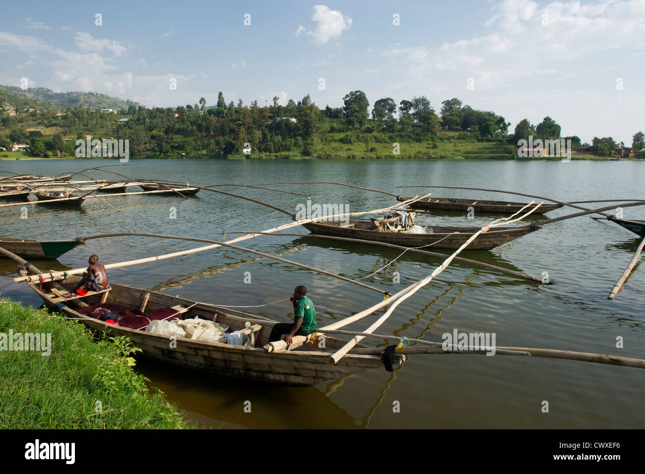 Fishing boats on Lake Kivu, Rubavu, Rwanda Stock Photo - Alamy