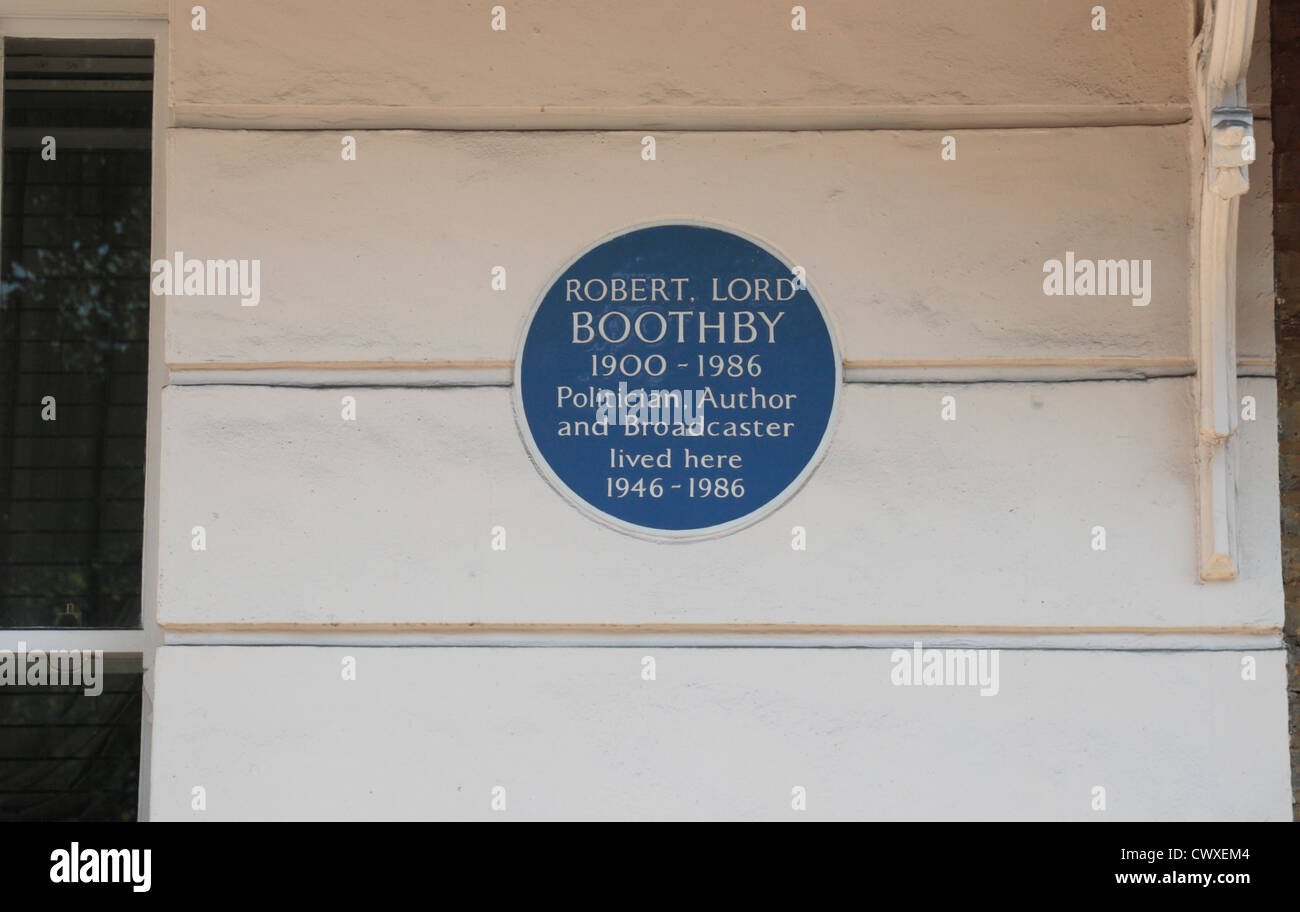 Blue plaque outside the former home of Robert, Lord Boothby (politician ...
