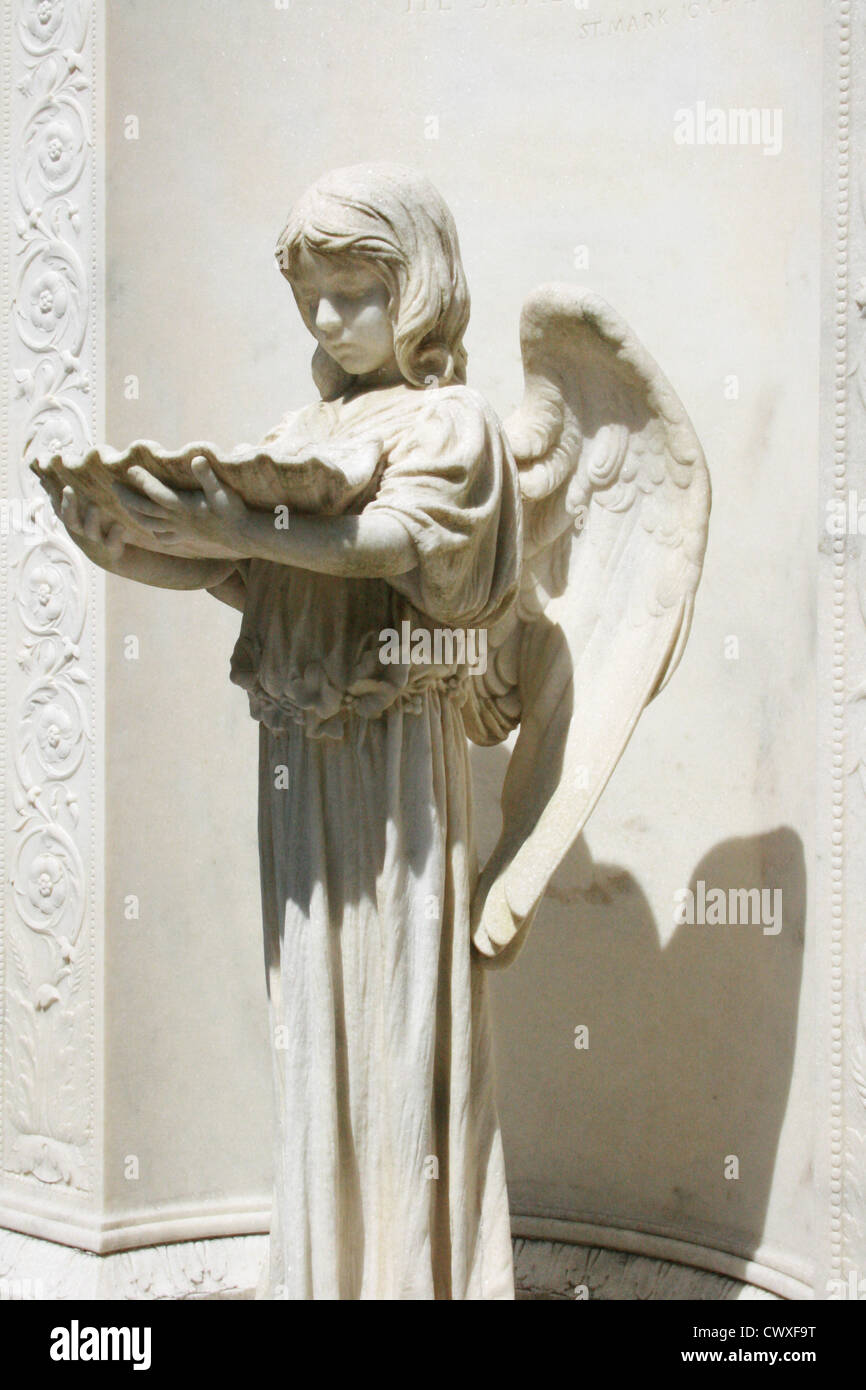 angel statue cherub savannah georgia ga marble old antique Stock Photo ...