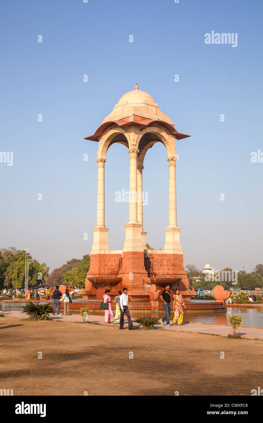 The Canopy at India Gate, Delhi, India on a sunny day with clear blue ...