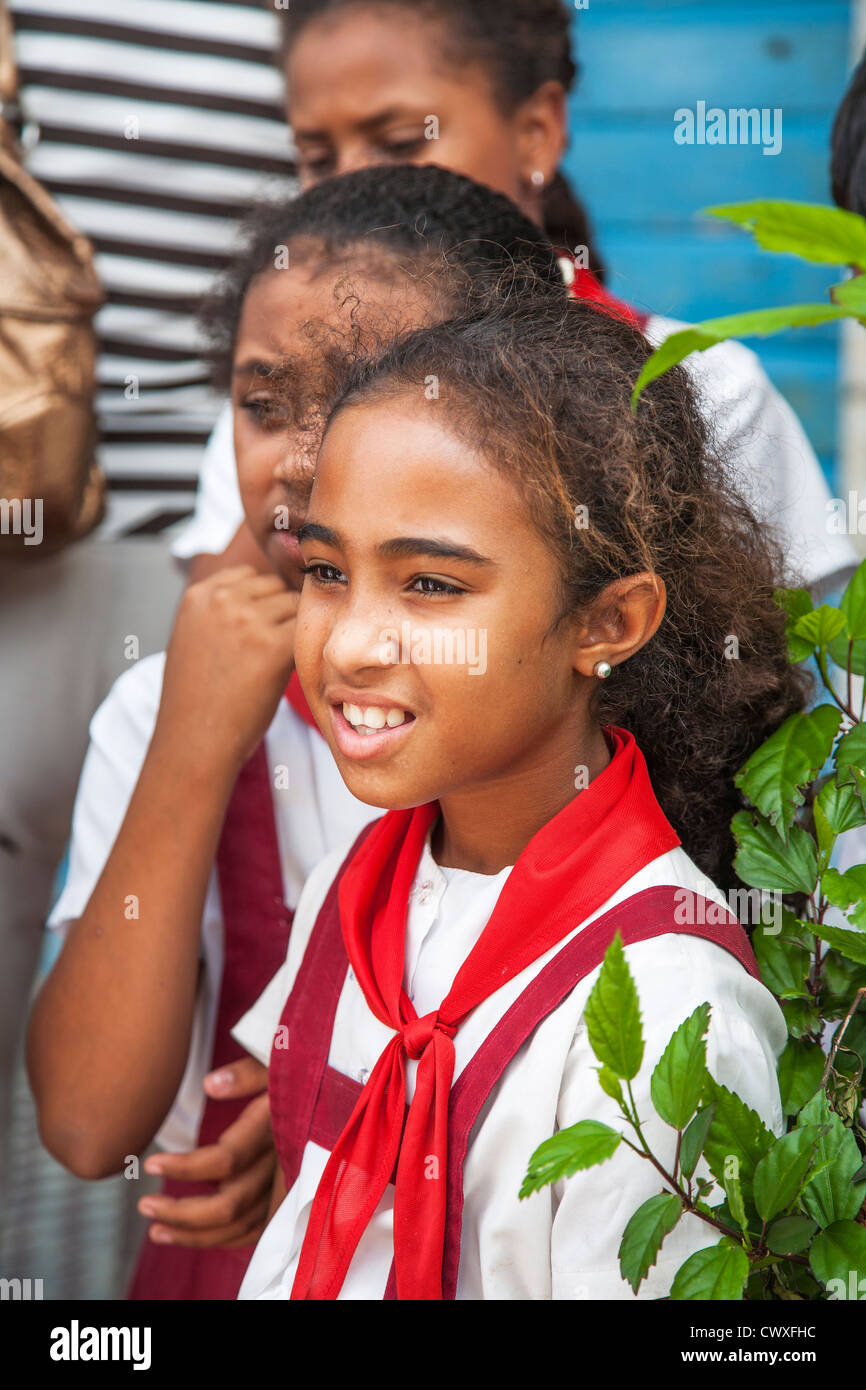 Schoolgirls in school uniform in Santiago, Cuba Stock Photo - Alamy